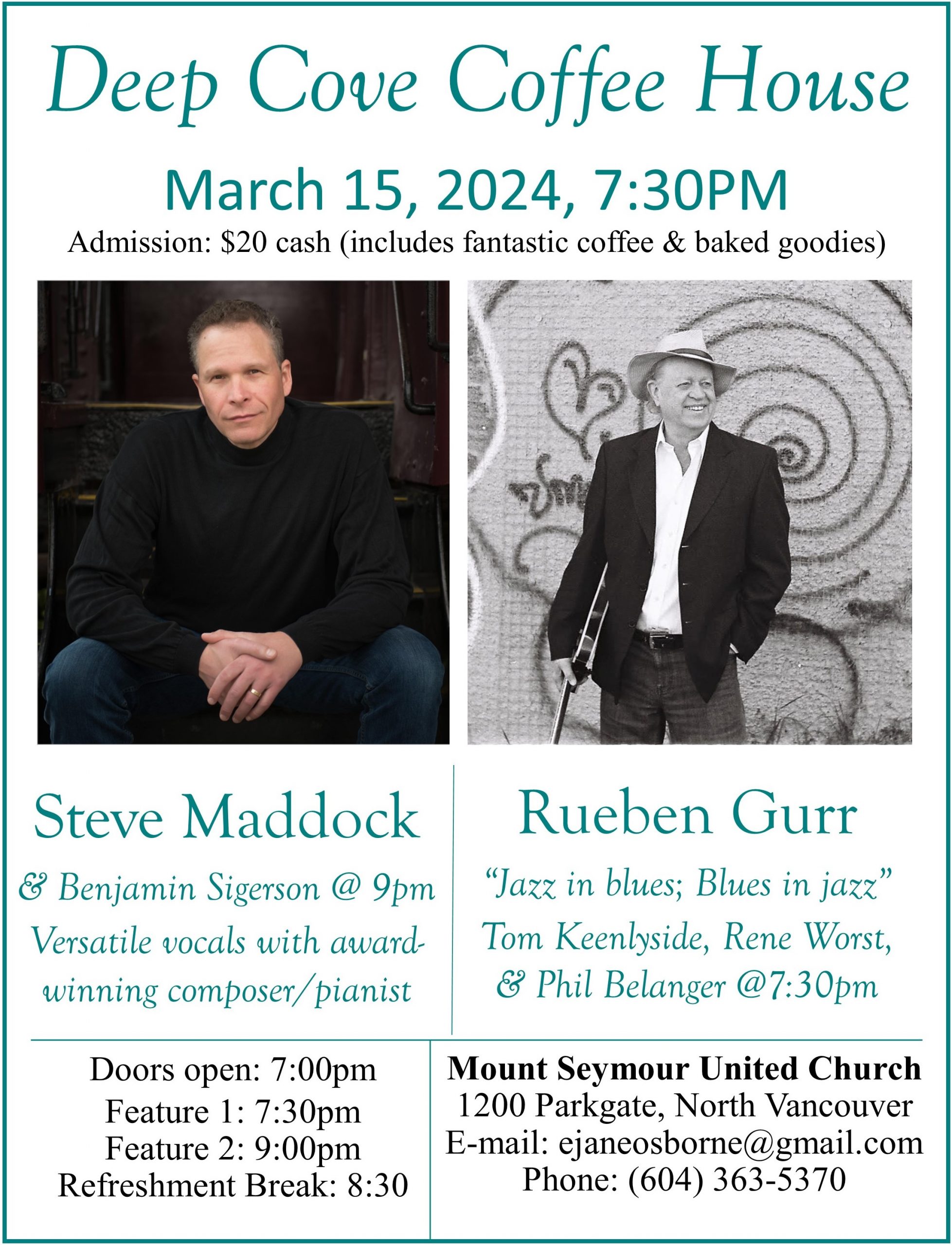 Deep Cove Coffee House – March 15, 2024 – Mount Seymour United Church